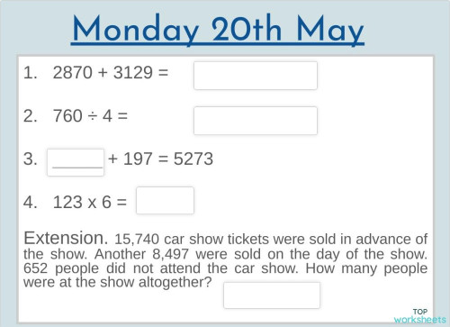 5 A Day 20/05/24. Interactive worksheet | TopWorksheets
