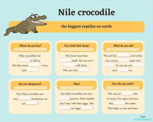 Nile crocodile. Interactive worksheet | TopWorksheets