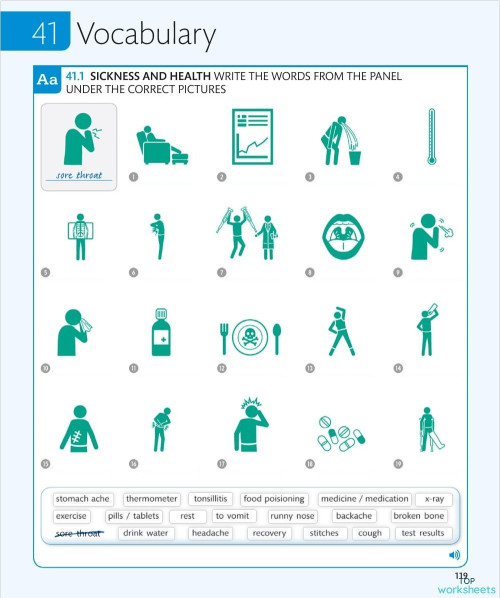 Sickness and health. Interactive worksheet | TopWorksheets
