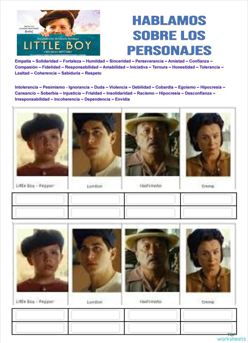 HABLAMOS DE LOS PERSONAJES. Ficha interactiva | TopWorksheets