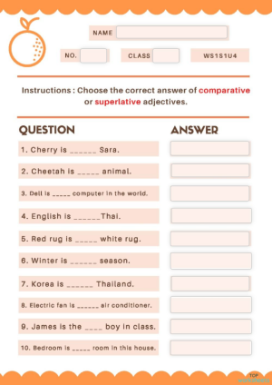 [WS1][S1]U4_Comparative - Superlative adjectives (1/1). Interactive ...