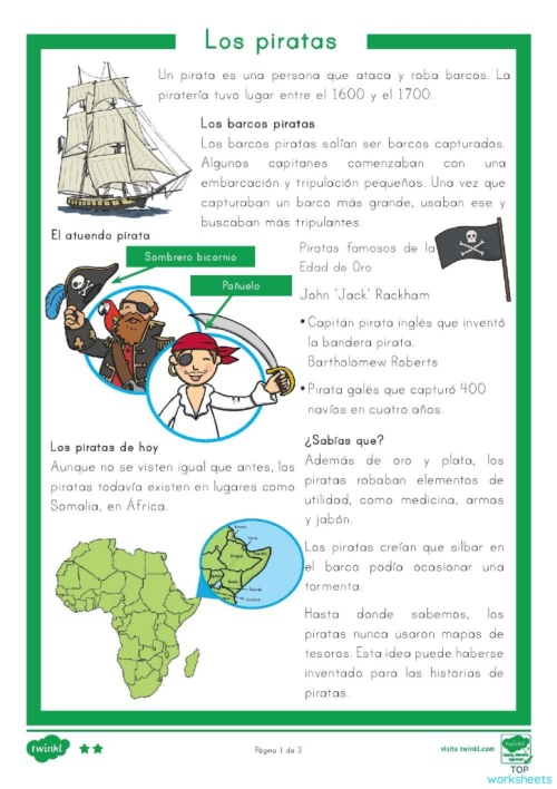 Los Piratas. Ficha interactiva | TopWorksheets