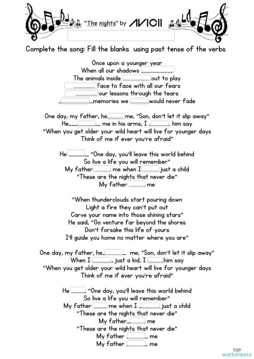 SONG ACTIVITY. Interactive worksheet | TopWorksheets