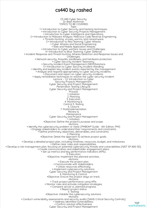 cs440 by rashed. ورقة عمل تفاعلية | TopWorksheets