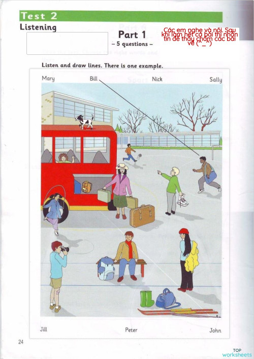 Movers 5 test 2. Bài tập tương tác | TopWorksheets