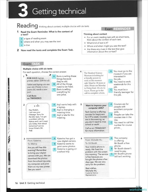 Close-Up A2 U3 Reading. Interactive worksheet | TopWorksheets