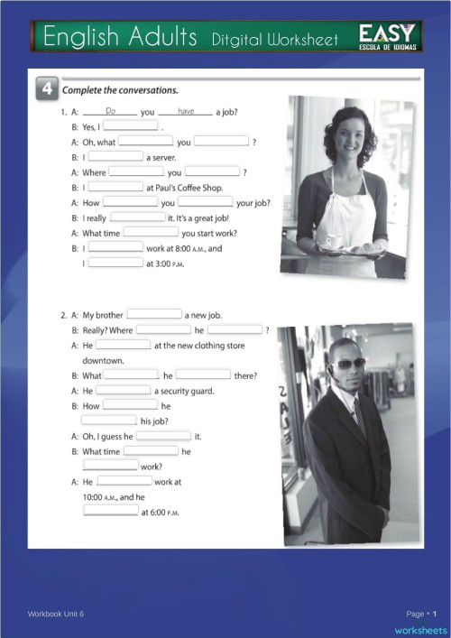 lvl0 - Workbook Unit 8 - Exercise 3. Interactive worksheet | TopWorksheets