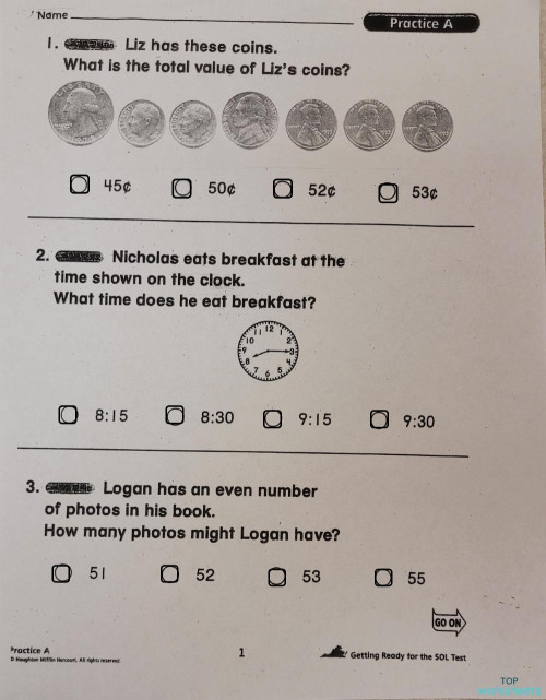 Part 1-Second Grade Math Test- (PostTest) (Copied). Interactive ...