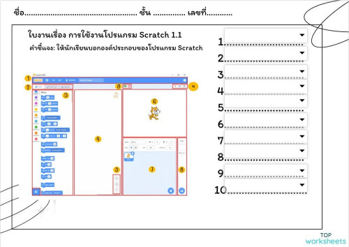 องค์ประกอบของ Scratch ใบงานเชิงโต้ตอบ | TopWorksheets