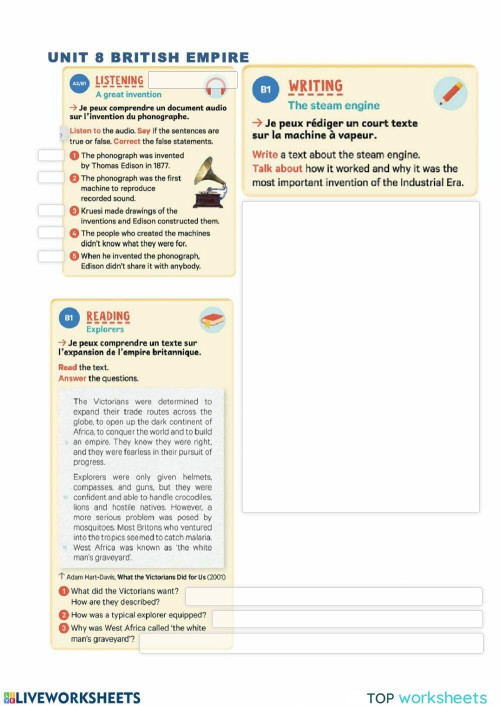 British empire page 12. Interactive worksheet | TopWorksheets