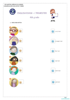 ENGLISH EXAM -4TH GRADE. Interactive worksheet | TopWorksheets