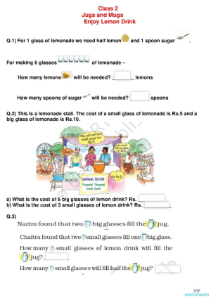 Jugs and Mugs. Interactive worksheet | TopWorksheets