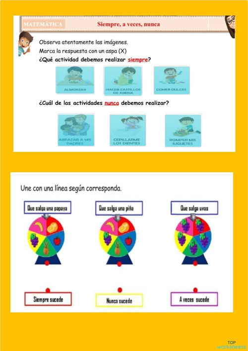 Probabilidad: siempre, a veces o nunca 3. Ficha interactiva | TopWorksheets