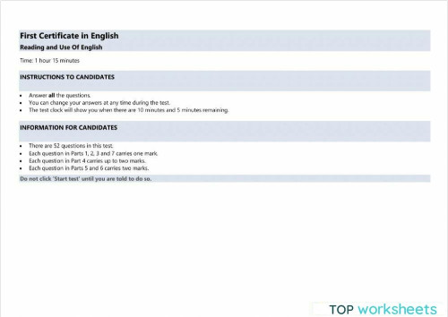 FCE Mock exam 6. Interactive worksheet | TopWorksheets