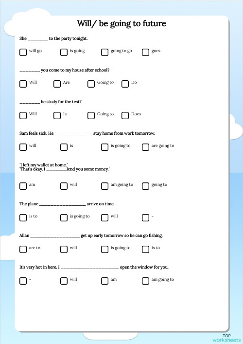 Will/ be going to future. Interactive worksheet | TopWorksheets