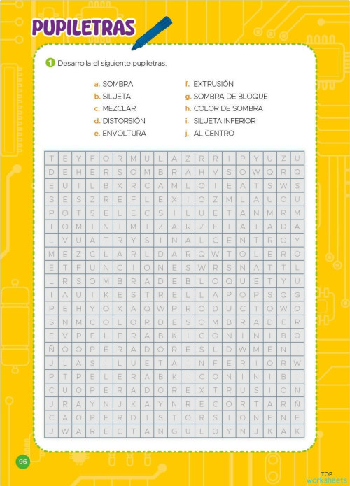 Página 96 - Pupiletras. Ficha interactiva | TopWorksheets