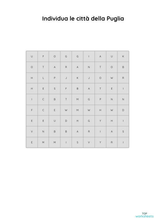 Interactive worksheets and online exercises in italian | TopWorksheets