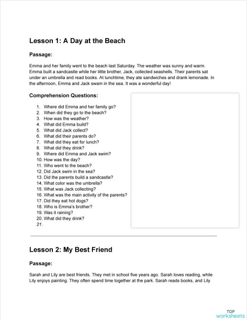 A2 Reading Comprehension. Interactive worksheet | TopWorksheets