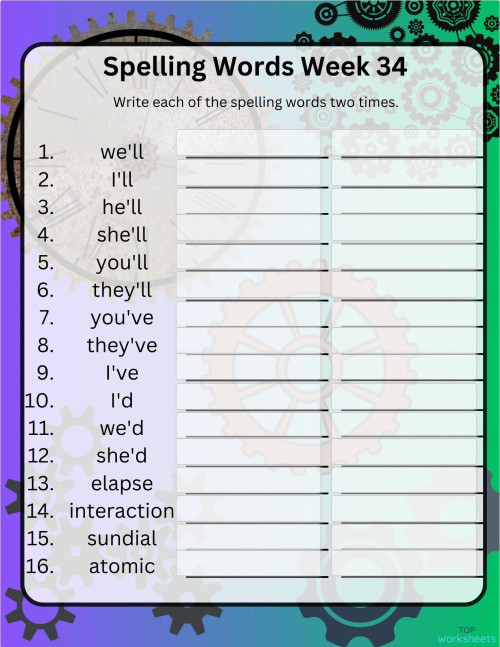 Spelling Words 34.1. Interactive worksheet | TopWorksheets