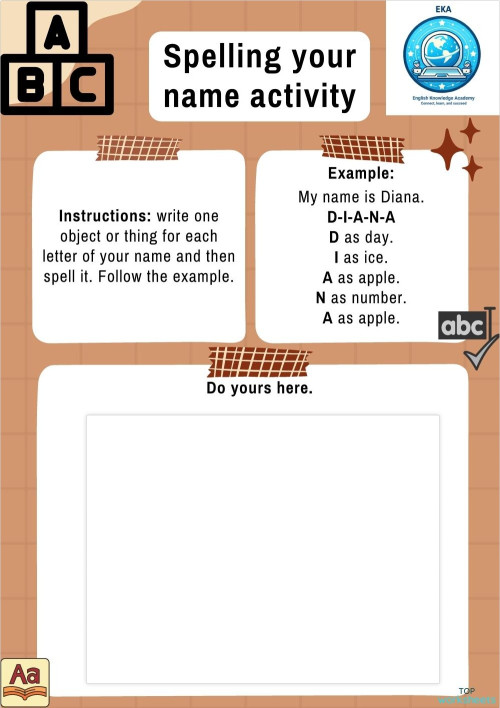 Spelling your name activity. Interactive worksheet | TopWorksheets