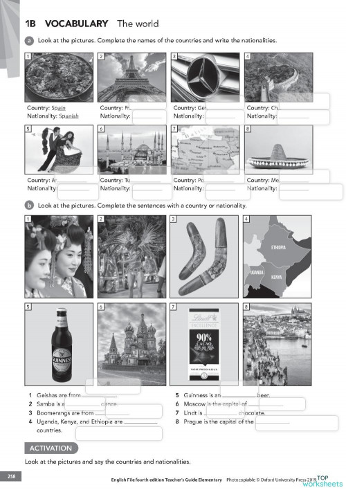 Countries and nationalities. Interactive worksheet | TopWorksheets