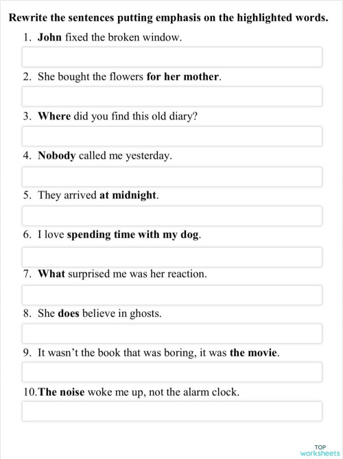 Emphasis Gr. 4. Interactive worksheet | TopWorksheets
