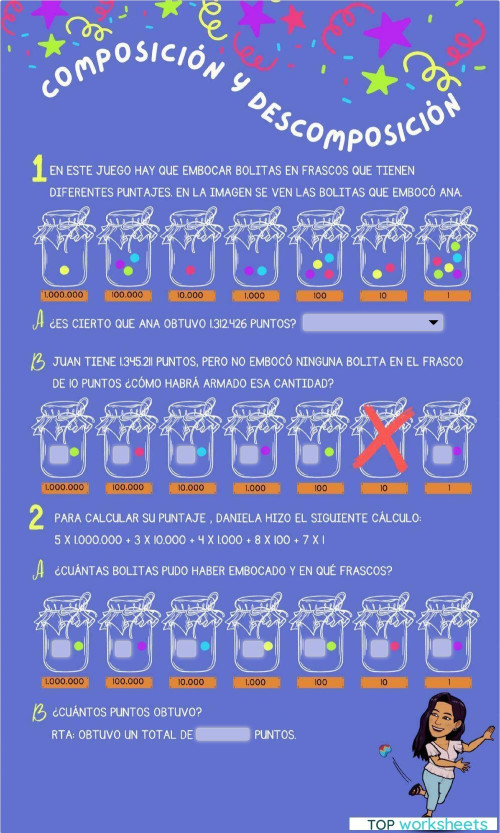 Composición y descomposición de números. Ficha interactiva | TopWorksheets