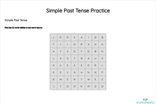Simple Past Tense Practice. Interactive worksheet | TopWorksheets