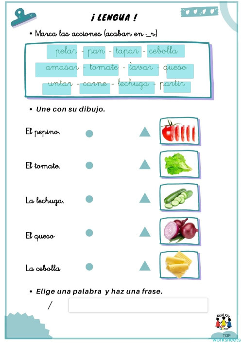 Trabajo de lengua. Ficha interactiva | TopWorksheets