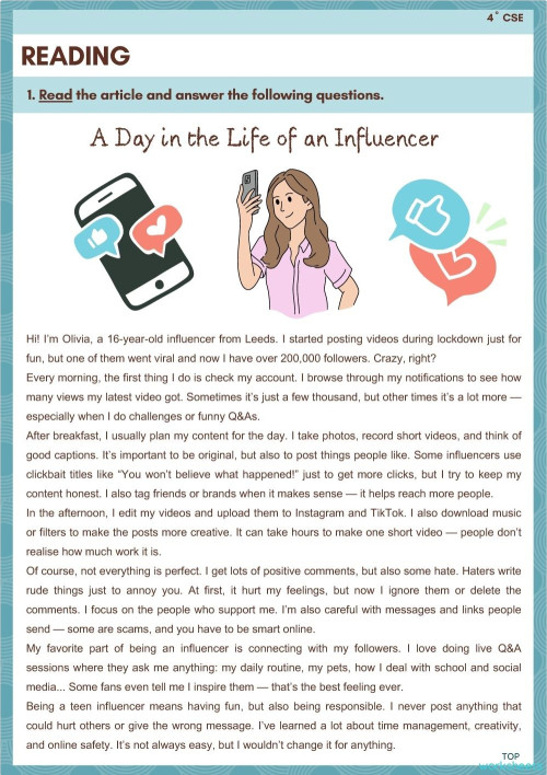 Reading comprehension: interactive worksheets and online exercises ...