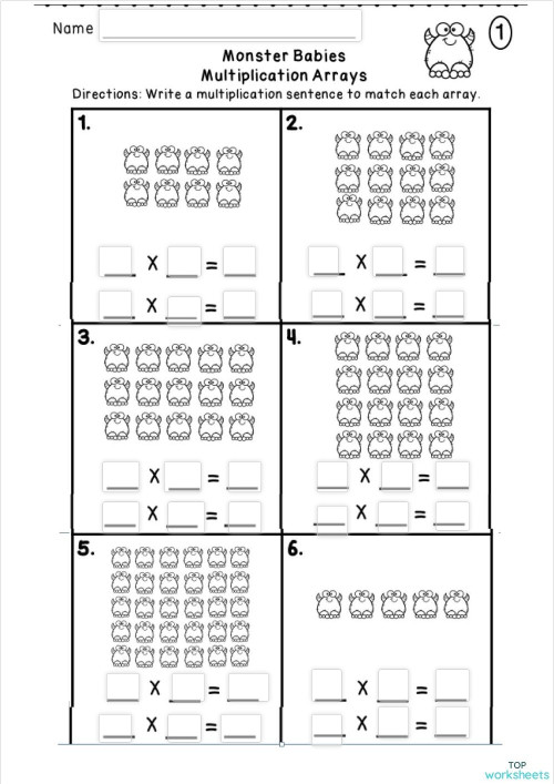 Monster Babies Arrays. Interactive worksheet | TopWorksheets