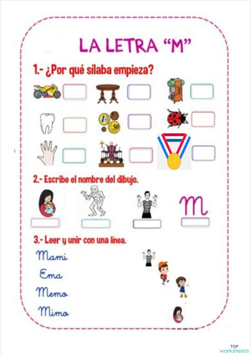 tarea palabras con m. Ficha interactiva | TopWorksheets