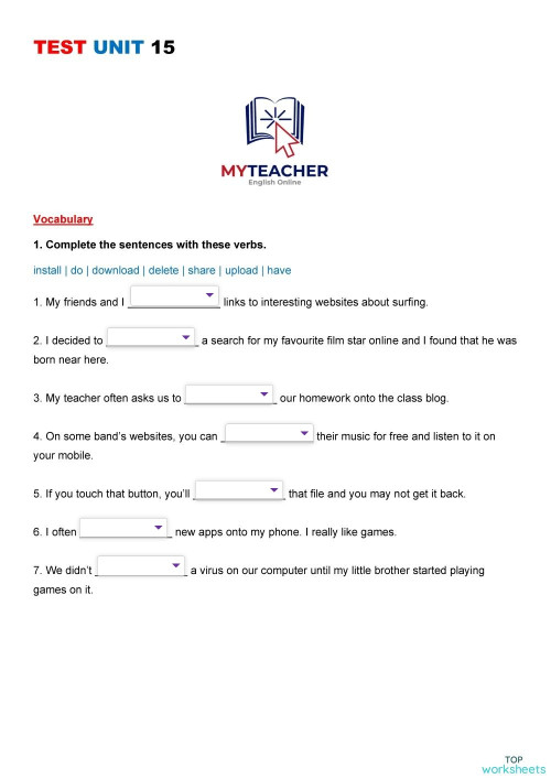 Test Unit 15 Version A Interactive Worksheet Topworksheets