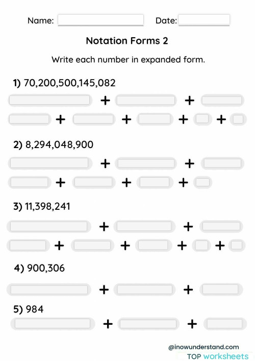Notation Form of Numbers 2. Interactive worksheet | TopWorksheets