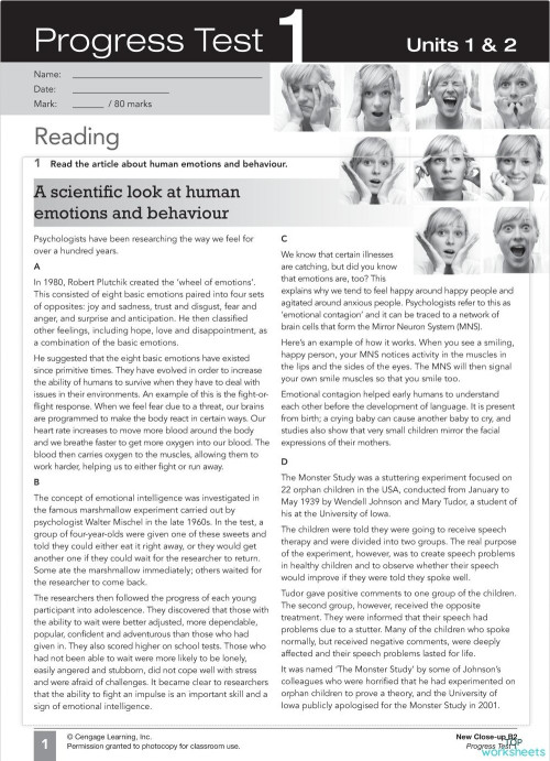 B2 - Progress Test 1. Interactive worksheet | TopWorksheets