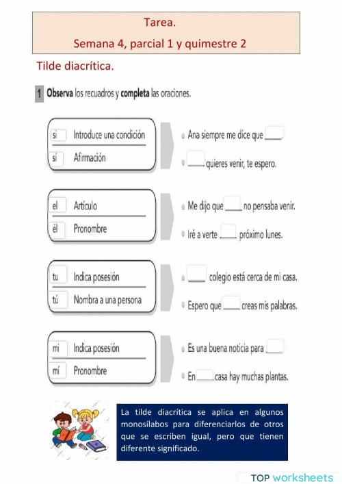 El acento y sus clases. Ficha interactiva | TopWorksheets