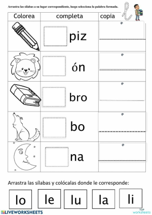 Sílabas con Ll. Ficha interactiva | TopWorksheets