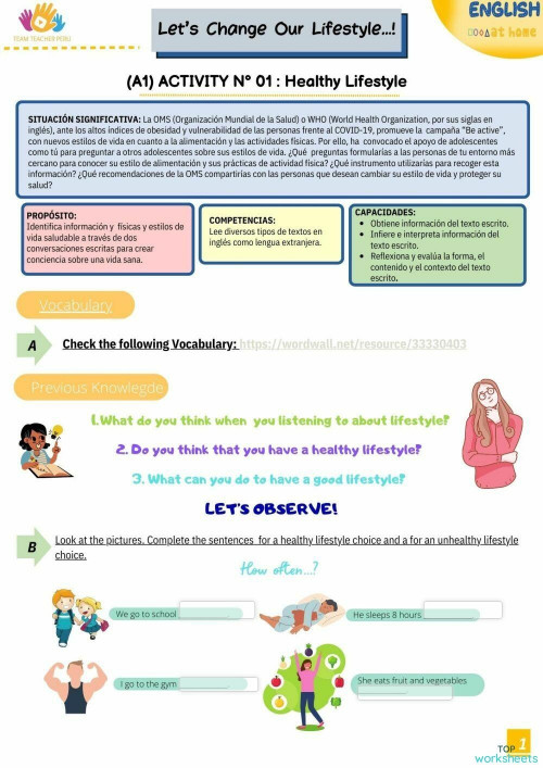 A1 EDA 3.1 Healthy lifestyle. Interactive worksheet | TopWorksheets