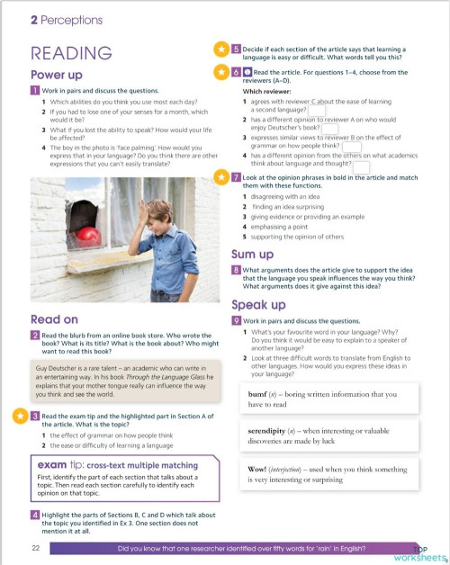 B2+ reading p 22/23. Interactive worksheet | TopWorksheets