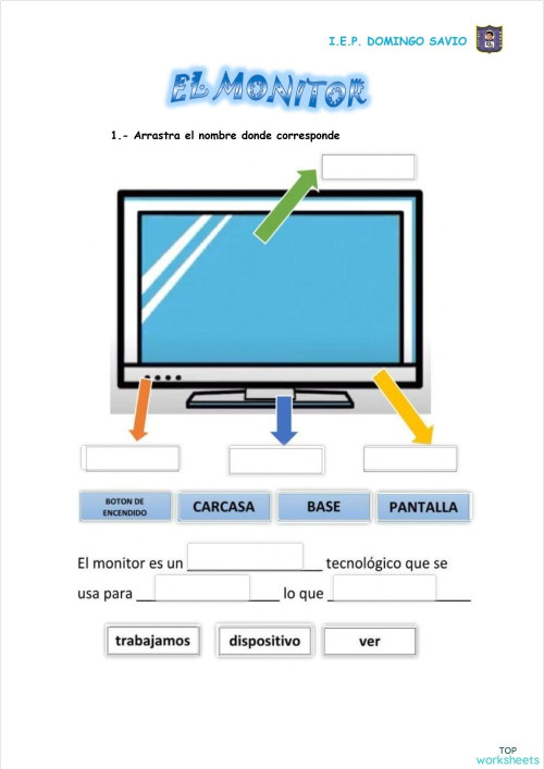 PARTES DEL MONITOR. Ficha interactiva | TopWorksheets