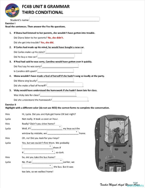FC4B UNIT 8 GRAMMAR - THIRD CONDITIONAL. Interactive worksheet | TopWorksheets