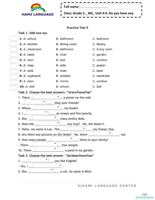 ESL03 _ PRACTICE TEST 09. Interactive worksheet | TopWorksheets