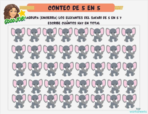 Conteo 5 en 5 y 10 en 10-Mtra.Naye. Ficha interactiva | TopWorksheets
