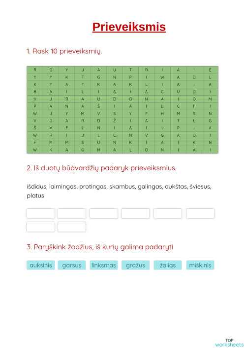 Interactive worksheets and online exercises in Lithuania | TopWorksheets