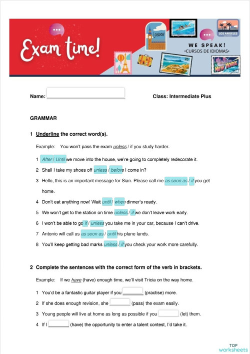 Intermediate Plus exam b unit 7. Interactive worksheet | TopWorksheets