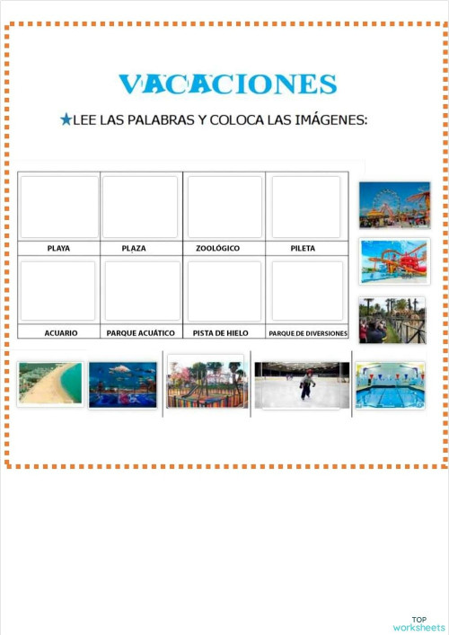 VACACIONES. Ficha interactiva | TopWorksheets