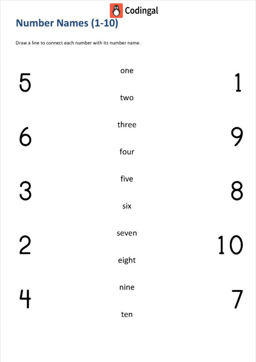 M_G01M01L01_WE01_Match the correct Number Names.. Interactive worksheet | TopWorksheets
