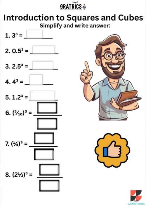 Squares and Cubes 06. Interactive worksheet | TopWorksheets