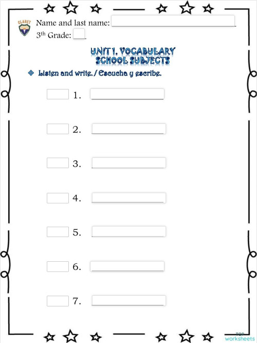3rd G. Unit 1. Vocabulary. Spelling practice. Interactive worksheet ...