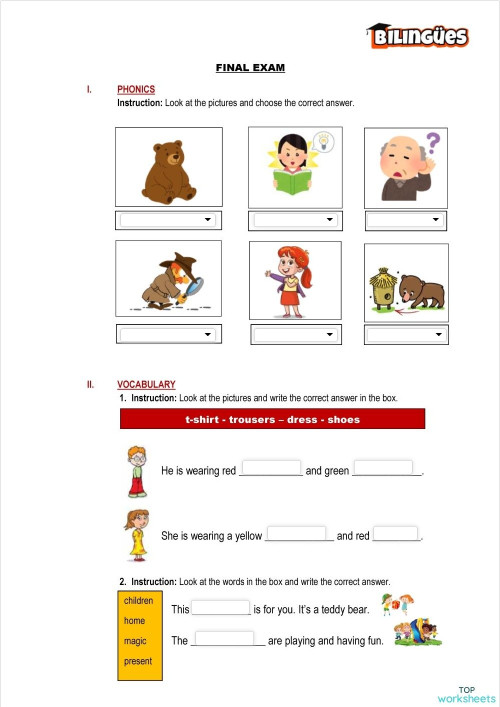 FINAL EXAM - MOVERS 06. Interactive worksheet | TopWorksheets